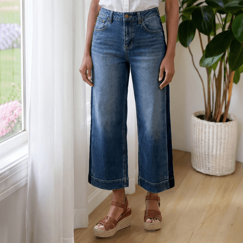 Click here for Womens MNK Two Tone Five Pocket Barrel Jeans prices